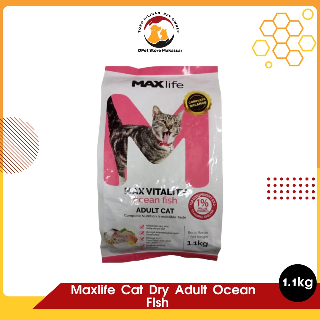 Jual Makanan Kucing kering-Maxlife Cat Dry Adult Ocean FIsh 1,1kg ...