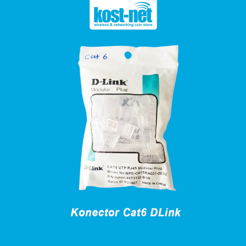Jual Connector RJ45 D-Link Cat6 | Konektor Cat 6 | Konector Cat6 DLink ...