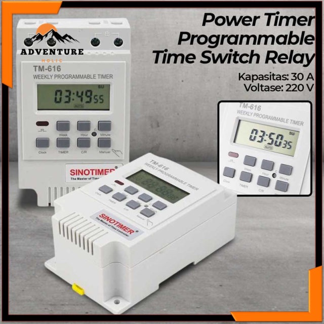 Jual SINOTIMER Power Timer Programmable Time Switch Relay 220 V 30 A - TM616 - AHPR ADHB ...