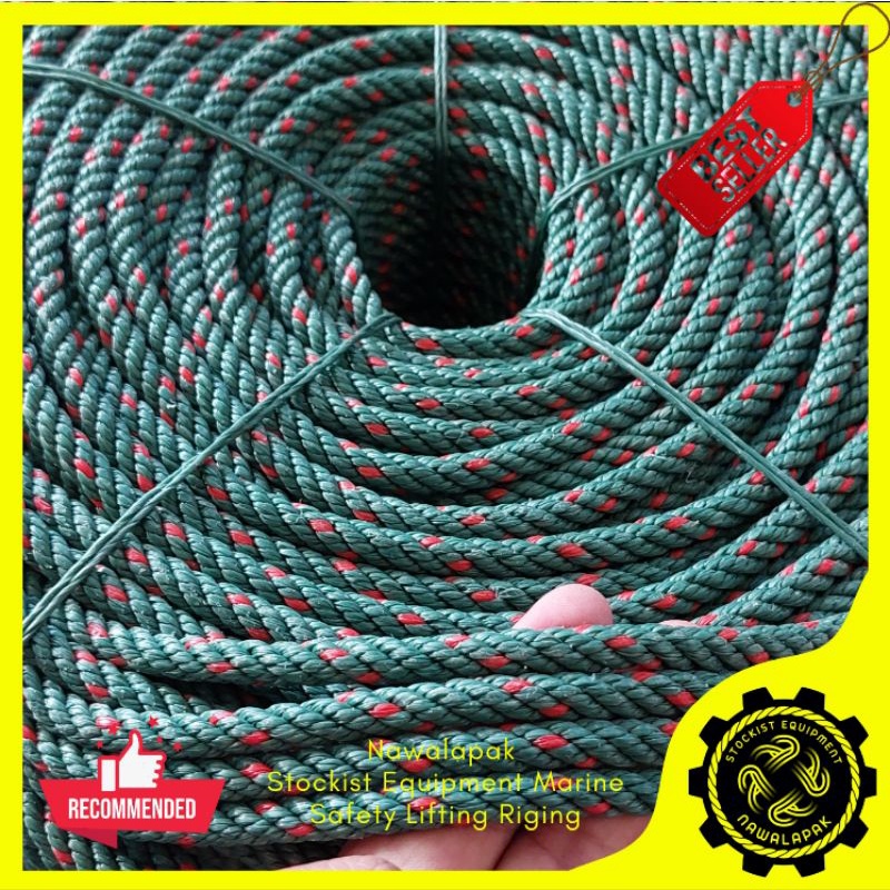 Jual Tali Tambang Hijau Bintik Merah 10mm / Harga Permeter / Tali Tampar / Tambang Ikat / Tali ...