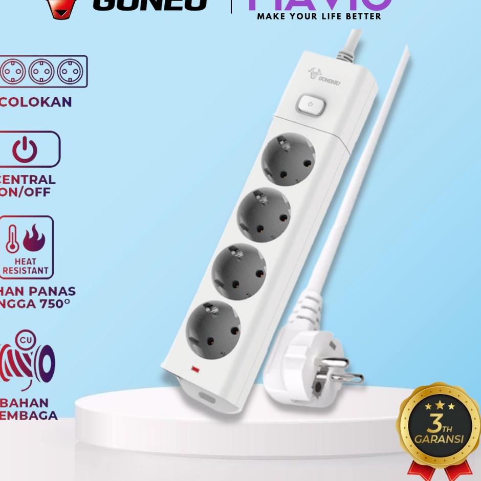 Jual Discount GONGNIU Stop Kontak 4 Lubang Colokan Gongniu G1040 Kabel 5 / 3 / 1.5 M Power Strip ...