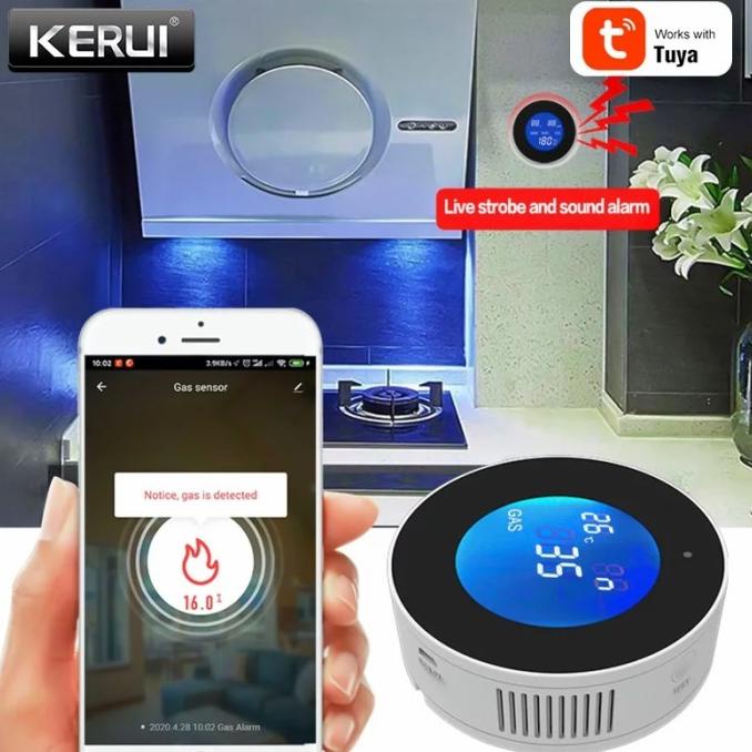 Jual Gas Sensor smart Gas Detector LPG KERUI Tuya Smartlife WIFI ...