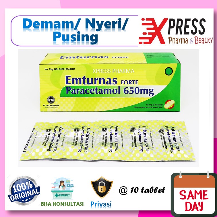 Jual XPRESS ! Emturnas Forte 650mg STRIP Tablet Obat Demam Nyeri Pusing ...