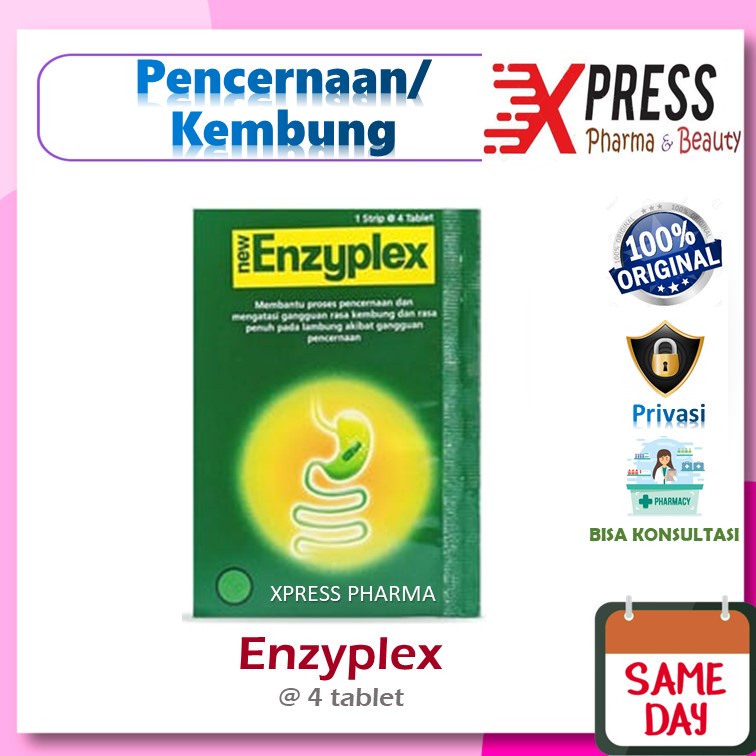 Jual XPRESS ! Enzyplex STRIP isi 4 Tablet Obat Kembung Lambung Enzim ...