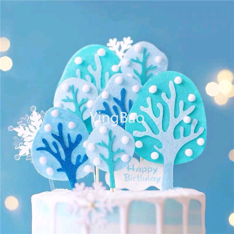 Jual TOPPER HIASAN CAKE KUE BENTUK POHON SALJU TUSUKAN ELSA FROZEN ...
