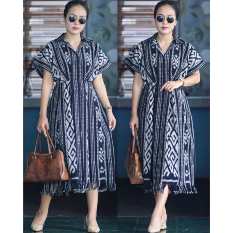 Jual DRESS DRES WANITA CEWEK JUMBO BIG SIZE MAXI MUSLIM TENUN IKAT BLANKET BLANGKET JEPARA NTT ...