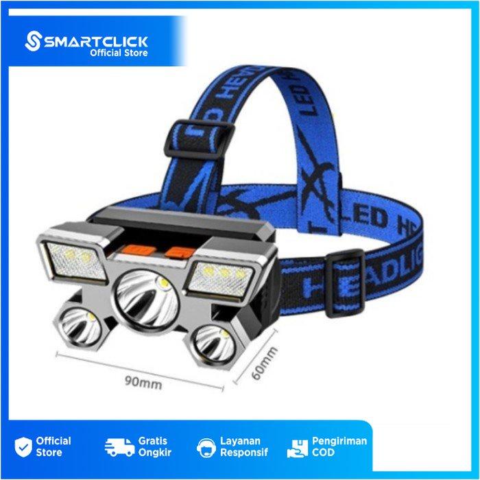 Jual High Power Head Lamp Senter Kepala Rechargeable 5 LED XPE COB H501 ...
