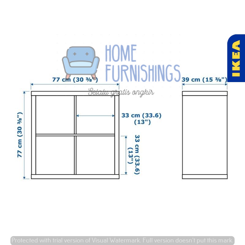 Jual Kallax Unit Rak Bahan Kayu Warna Putih 77X39X77Cm Rak Penyimpanan ...