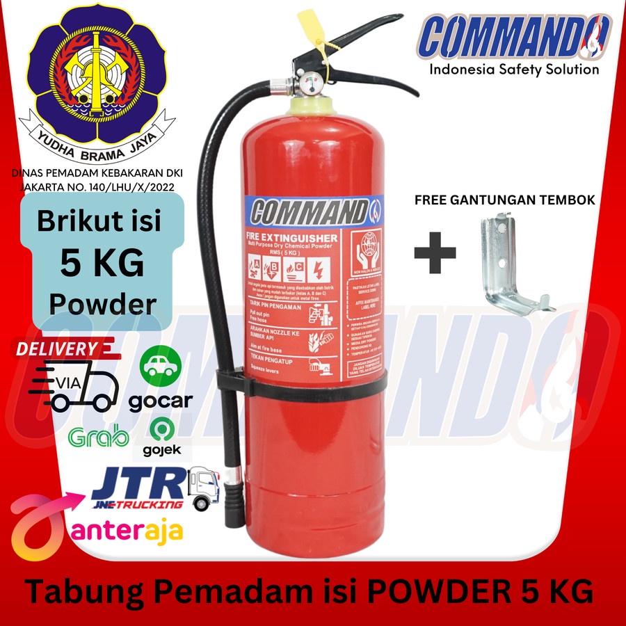 Jual Tabung APAR 5 KG Commando / 5 KG Powder Pemadam Portable | Shopee ...