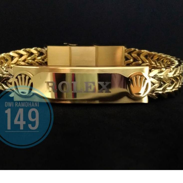 Jual Laris Gelang Rolex Rantai Gold Titanium gelang tangan pria Trendy ...