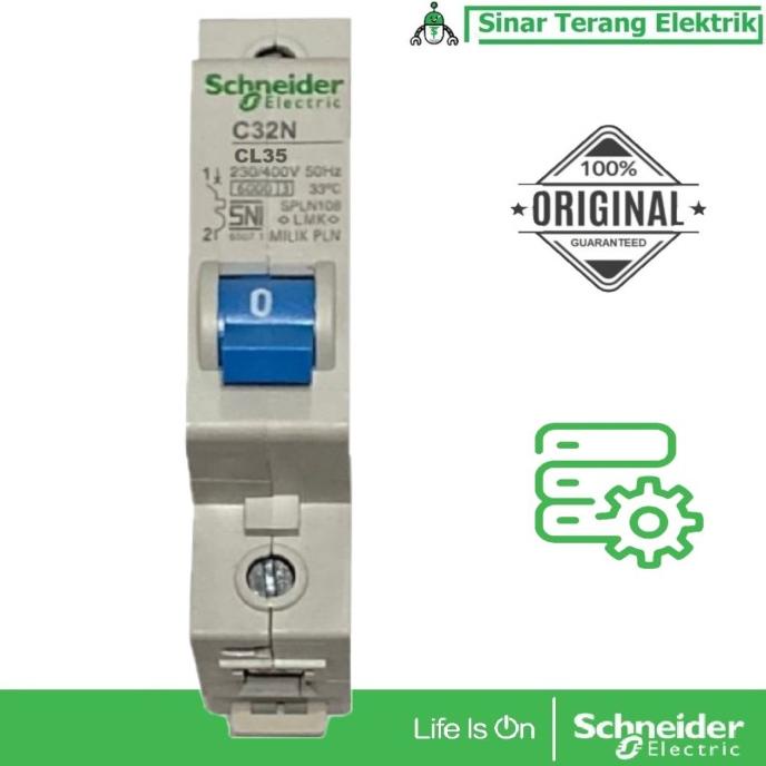 Jual Schneider Electric MCB PLN Kepala Biru C32N 1P 35A CL35 | Shopee ...
