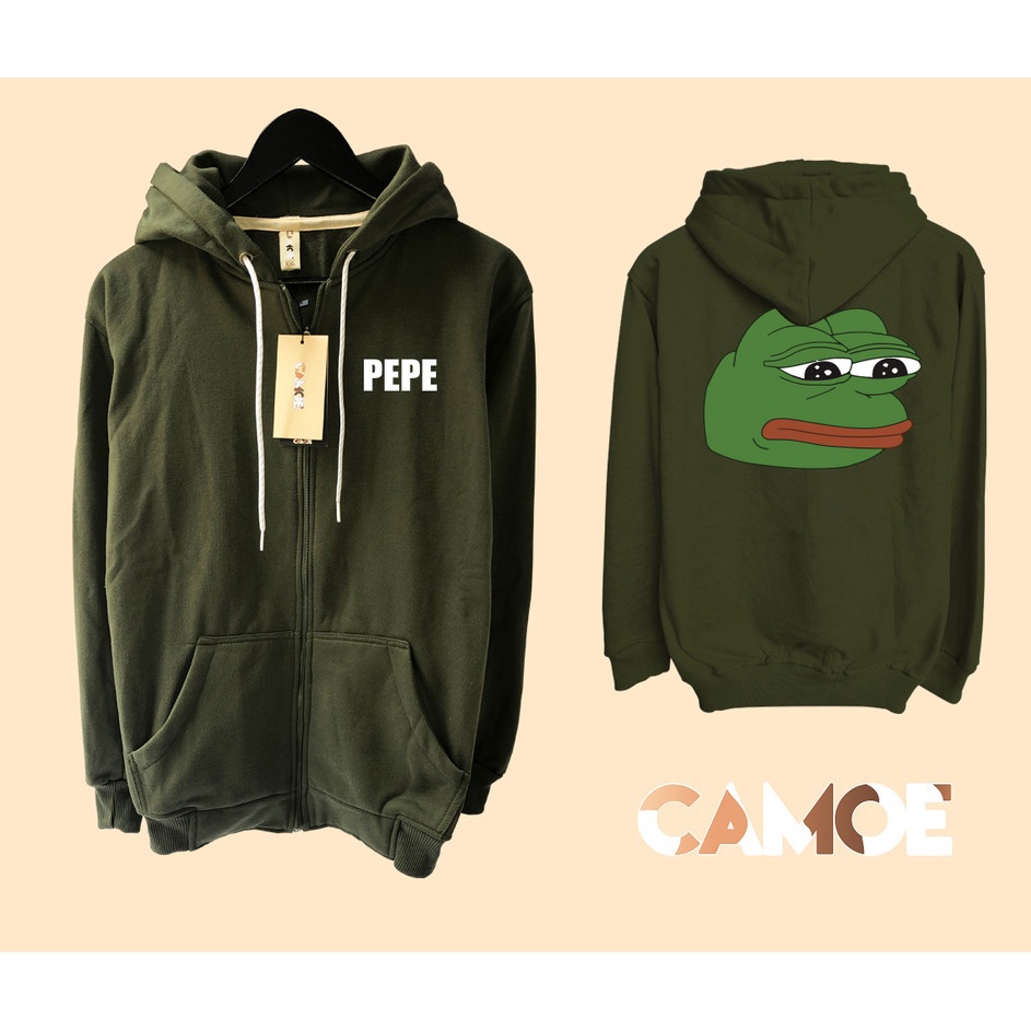 Jual Jaket Hoodie Zipper Pepe The Frog Sad Meme | Shopee Indonesia