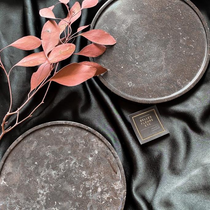Jual BLACK DARK "MYSA" round marble tray/ tray bulat marmer hitam ...