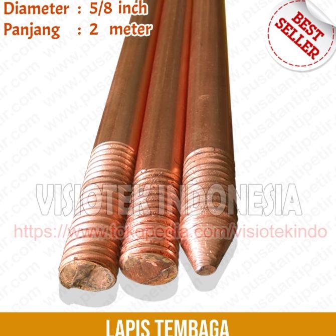 Jual Rod Copper Bonded / Batang Grounding / Ground Rod 5/8 X 2 Meter | Shopee Indonesia