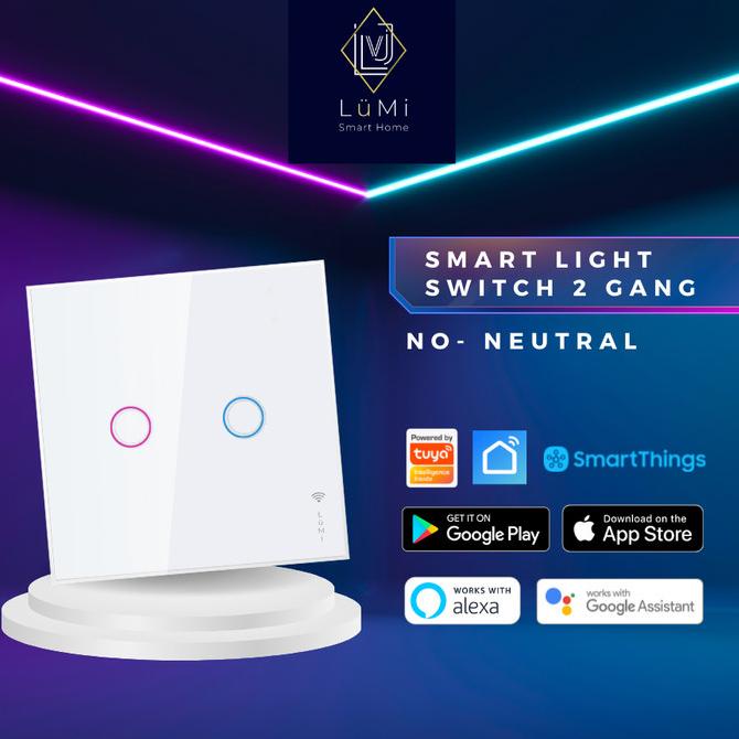 Jual LUMI Smart WiFi Touch Light Wall Switch EU 2 Gang - Smart Home IoT ...