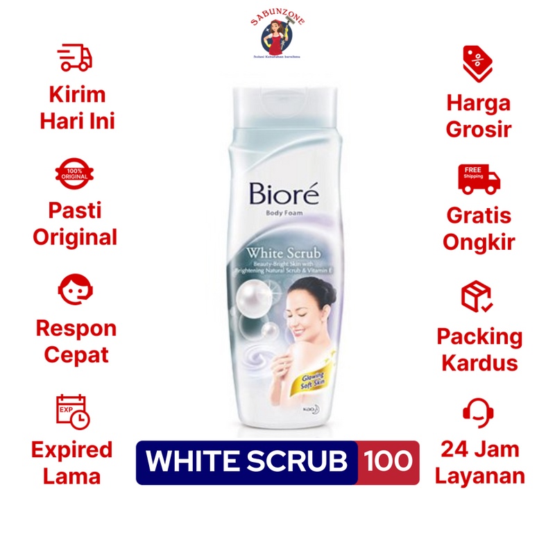 Jual Sabun Mandi Cair Biore White Scrub Bottle Botol 100 ml | Shopee ...