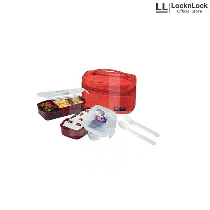 Jual LOCK&LOCK Lunch Box Set 2P Red HPL752DR | Shopee Indonesia