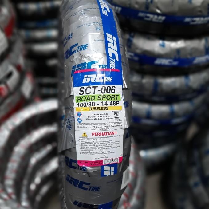 Jual Ban Motor Murah Ban Luar Irc Sct-006 100/80-14 Tubeless | Shopee ...