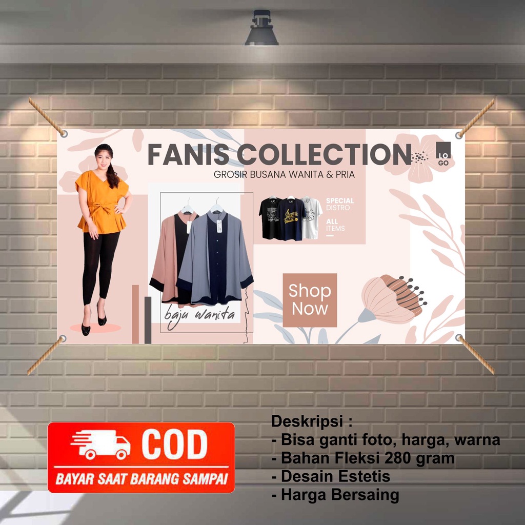Jual spanduk banner toko baju, perlengkapan baju pria wanita anak-anak ...