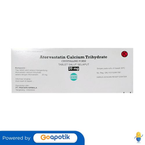 Jual ATORVASTATIN CALCIUM TRIHYDRATE PRATAPA NIRMALA 20 MG BOX 30 ...