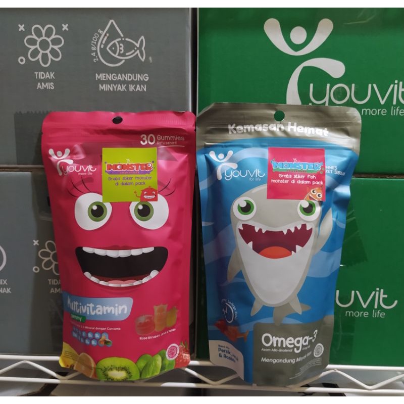 Jual Youvit Multivitamin anak dan Youvit Omega 3 isi 30 per Pouch ...