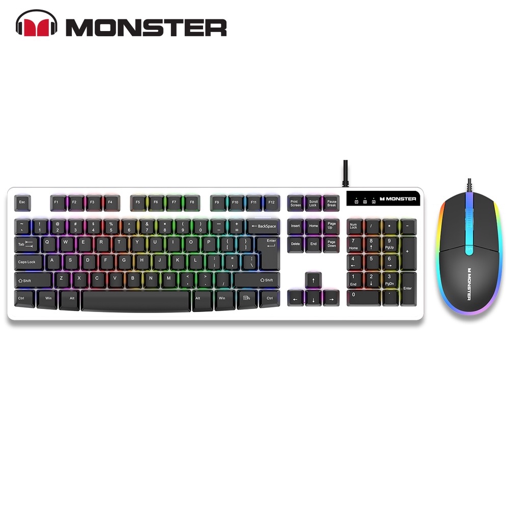 Jual Promo Monster KM1 Pro Wired RGB Light Keyboard Mouse Set Laptop ...