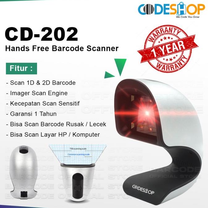 Jual Scanner Barcode Codeshop Cd-202 1D & 2D Imager Usb (2 Dimensi ...