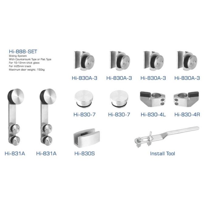 Jual Set Roda Acc Pintu Kaca Sliding Frameless Glass Door Bracket Ke ...