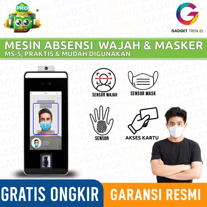 Jual Mesin Absensi Scan Wajah Deteksi Suhu Ms-5 / Seperti Solution X91 ...