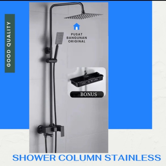 Jual Setshow Shower Set Panas Dingin Hitam Column Kran Mixer Tiang Set ...