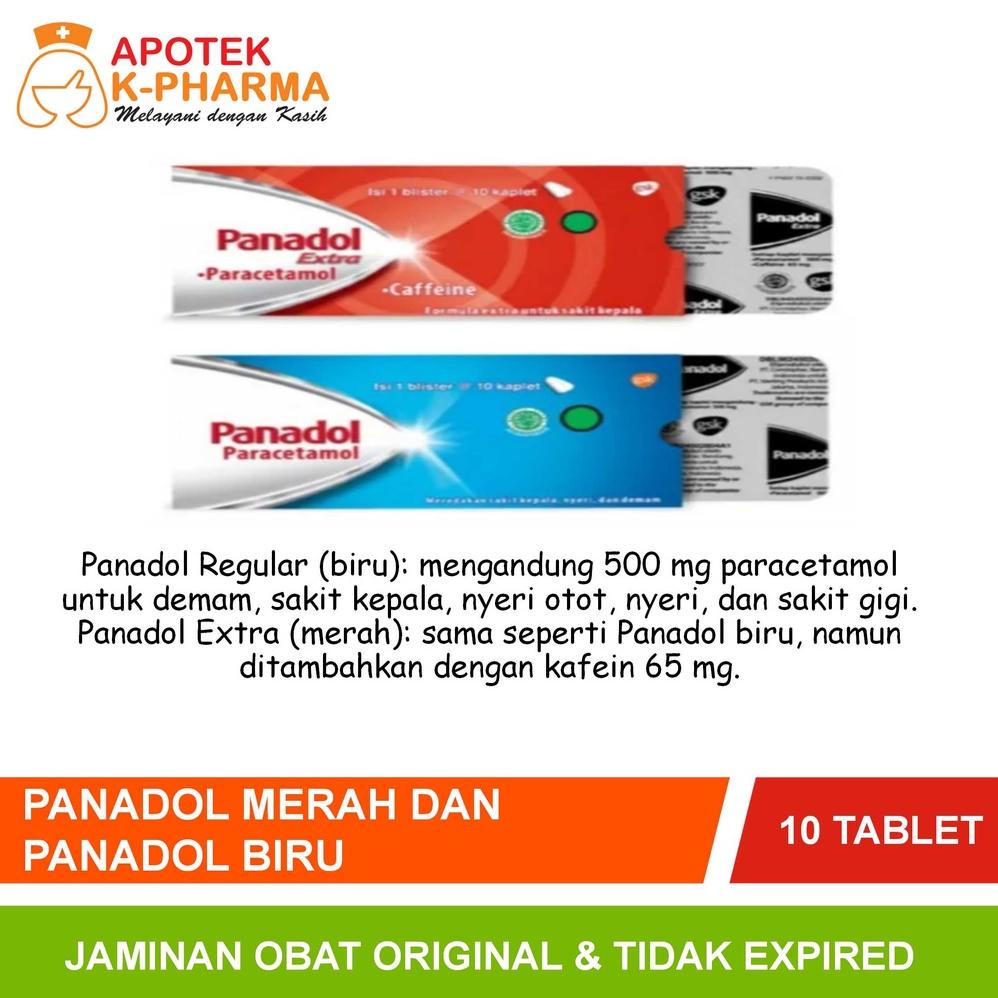 Jual 7.7 Panadol Merah / Panadol Biru Strip Isi 10 Tablet Original ...