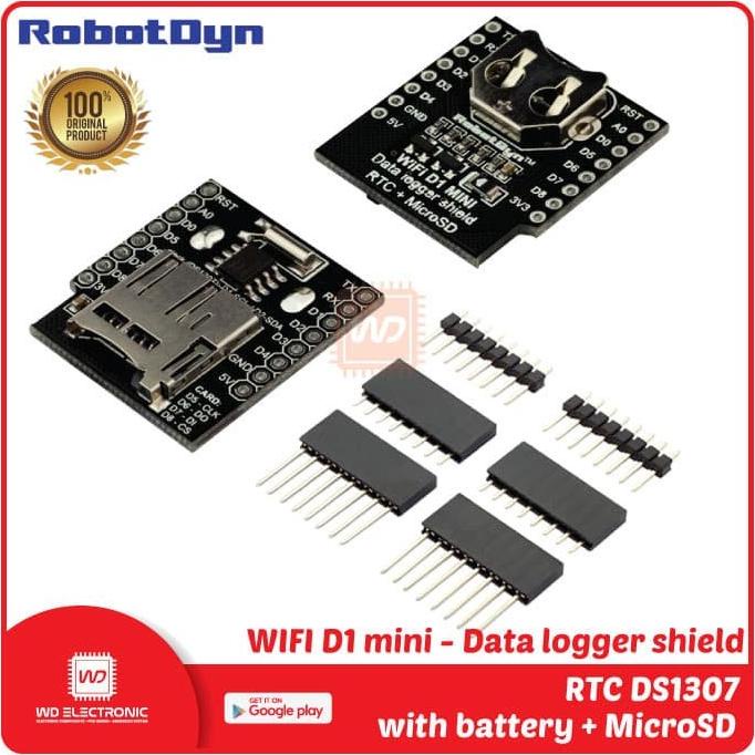 Jual @=@=@=@=] RTC DS1307 DATA LOGGER SHIELD WITH BATTERY MICROSD ROBOTDYN RTC DS1307 | Shopee ...
