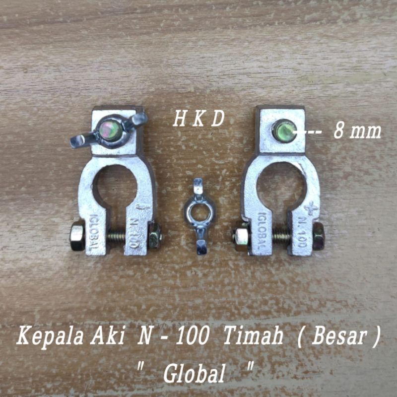Jual KLEM KEPALA AKI ACCU N100 TIMAH KEPALA BESAR " GLOBAL " 1 Set 2 ...