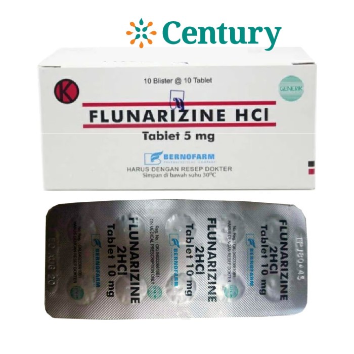 Jual FLUNARIZINE 2HCL 5MG 1 BLISTER ISI 10 TABLET (BERNOFARM) / ANTI ...