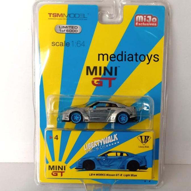 Jual Mini GT Skala 1:64 Nissan GTR Liberty Walk Light Blue No 4 Chase ...
