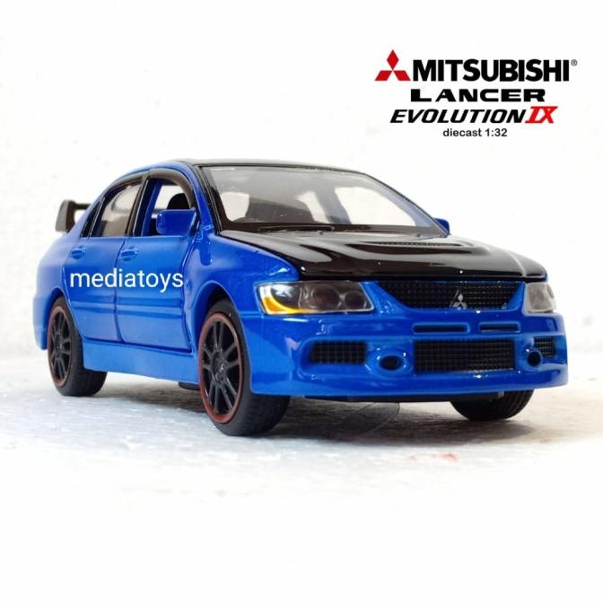 Jual diecast 1:32 mitsubishi lancer evolution 9 jkm . biru | Shopee ...