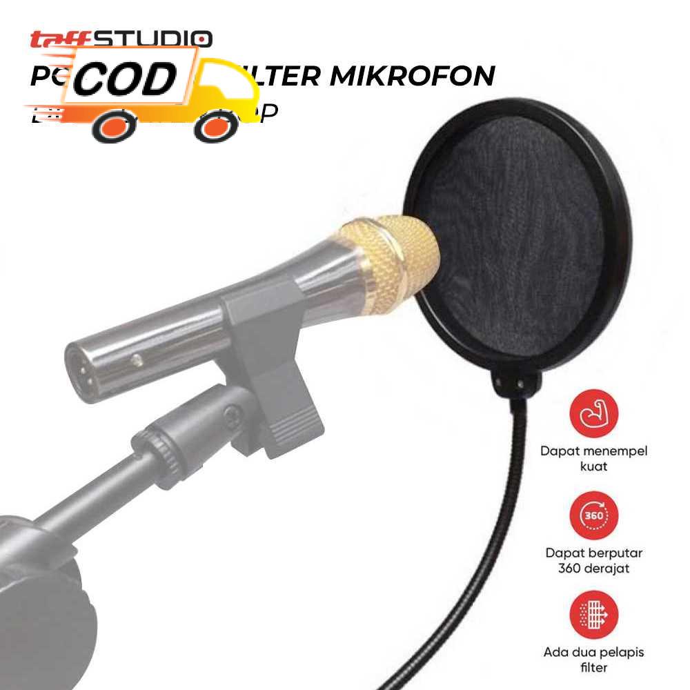 Jual Pop Shield Filter Mikrofon Peredam Suara Angin Noise Mic Dual ...