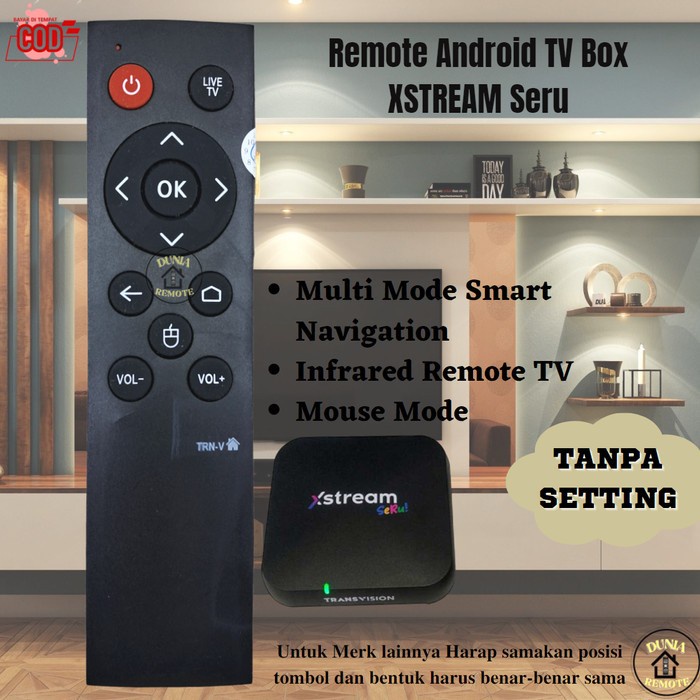 Jual Remot Remote Android TV Box Transvision Xtreamer SERU / stb smart ...