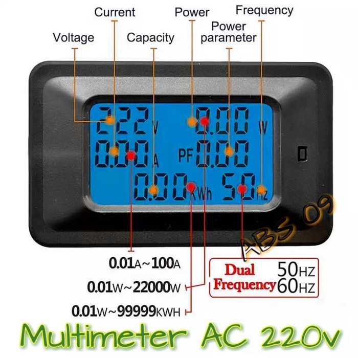 Jual Voltmeter Ammeter Volt Ampere Watt Kwh Meter Digital Ac Cosphi Cos ...