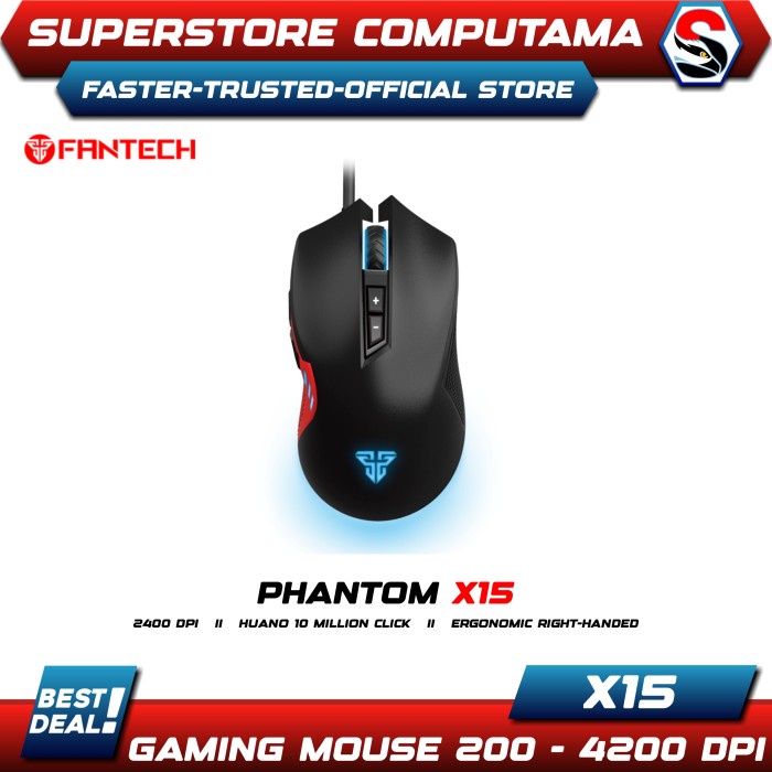 Jual Fantech X15 Phantom Macro RGB Gaming Mouse 7 Button 4800 DPI ...