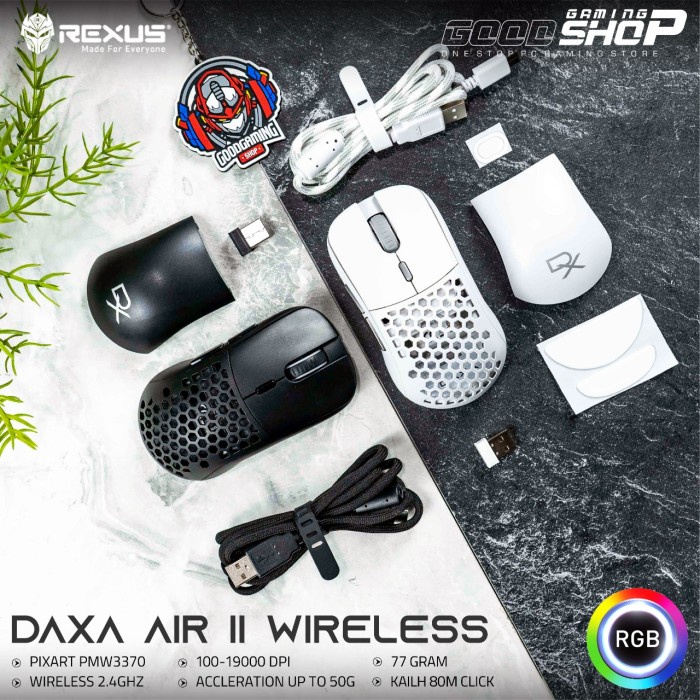 Jual Rexus Daxa Air II WIRELESS - Daxa Air 2 WIRELESS Gaming Mouse | Shopee Indonesia