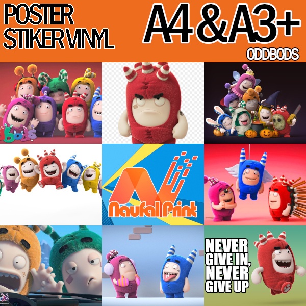 Jual Sticker Poster A4 A3 A3+ | Oddbods | Odd Bods | Animasi | kartun ...