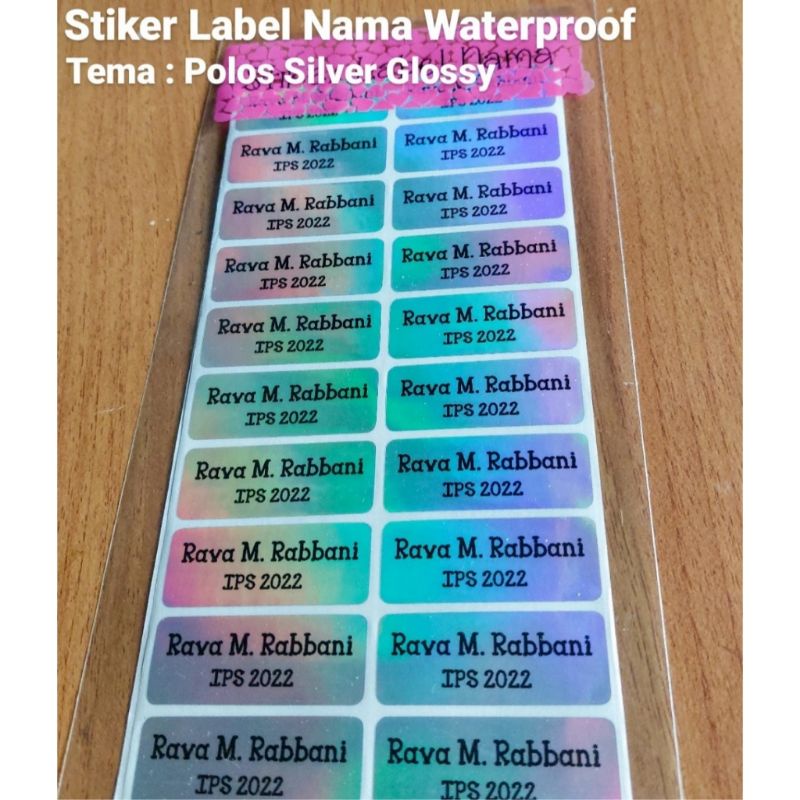 Jual SILVER GLOSSY ~ STIKER LABEL NAMA WATERPROOF / LABEL NAMA / STIKER ...