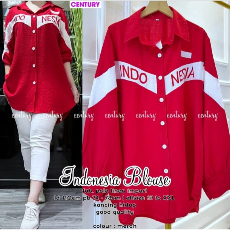 Jual Baju Atasan Wanita Blouse Hut Kemerdekaan RI Indonesia Merah Putih ...