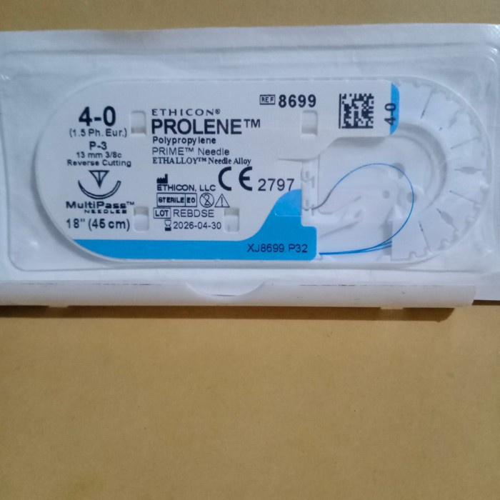 Jual PROLENE 4/0 reverse cutting 8699 ( polypropylene blue monofilament ...