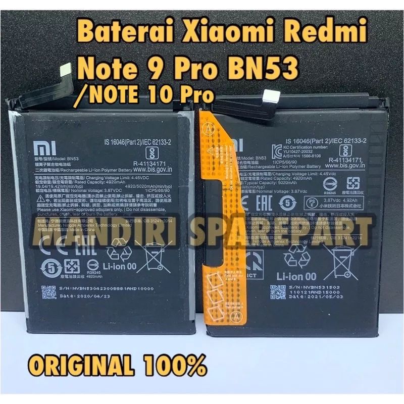 Jual Batre baterai battery xiaomi bn53 redmi note 9 pro | note9 pro ...