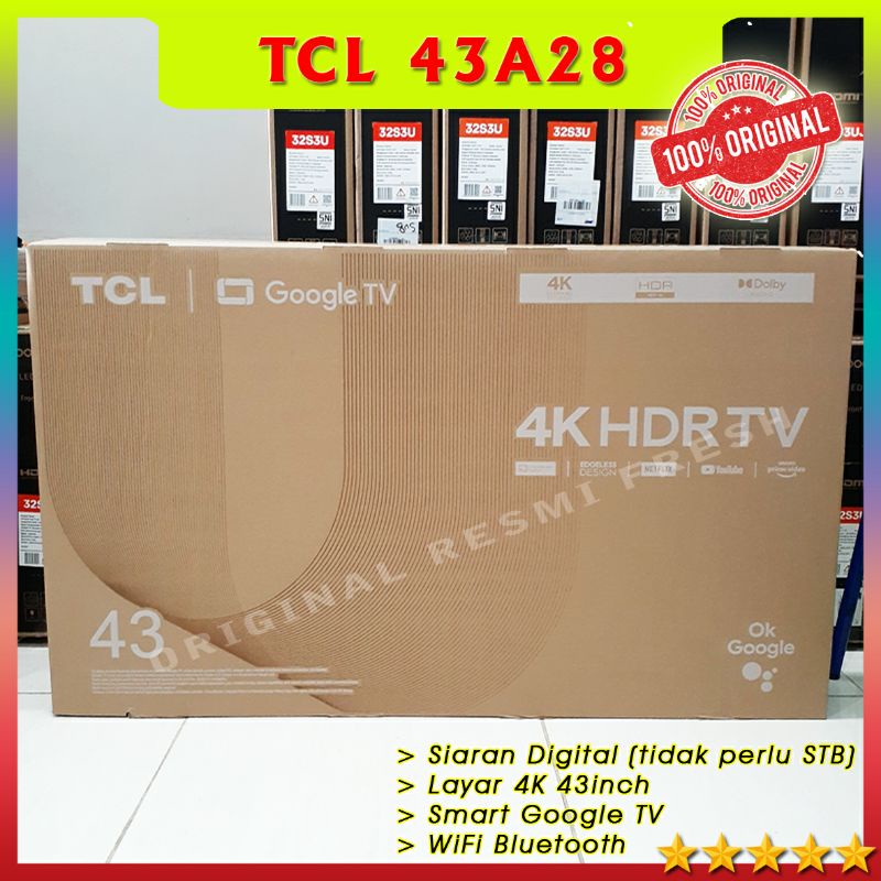 Jual [BARU] TCL Smart Google TV 43 inch tipe 43A28 Layar 4K | Shopee ...