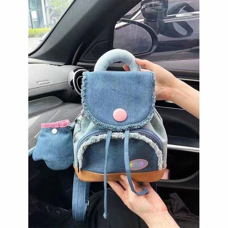 Jual tas punggung kerja wanita tas bahan denim bag multifungsi Ransel ...