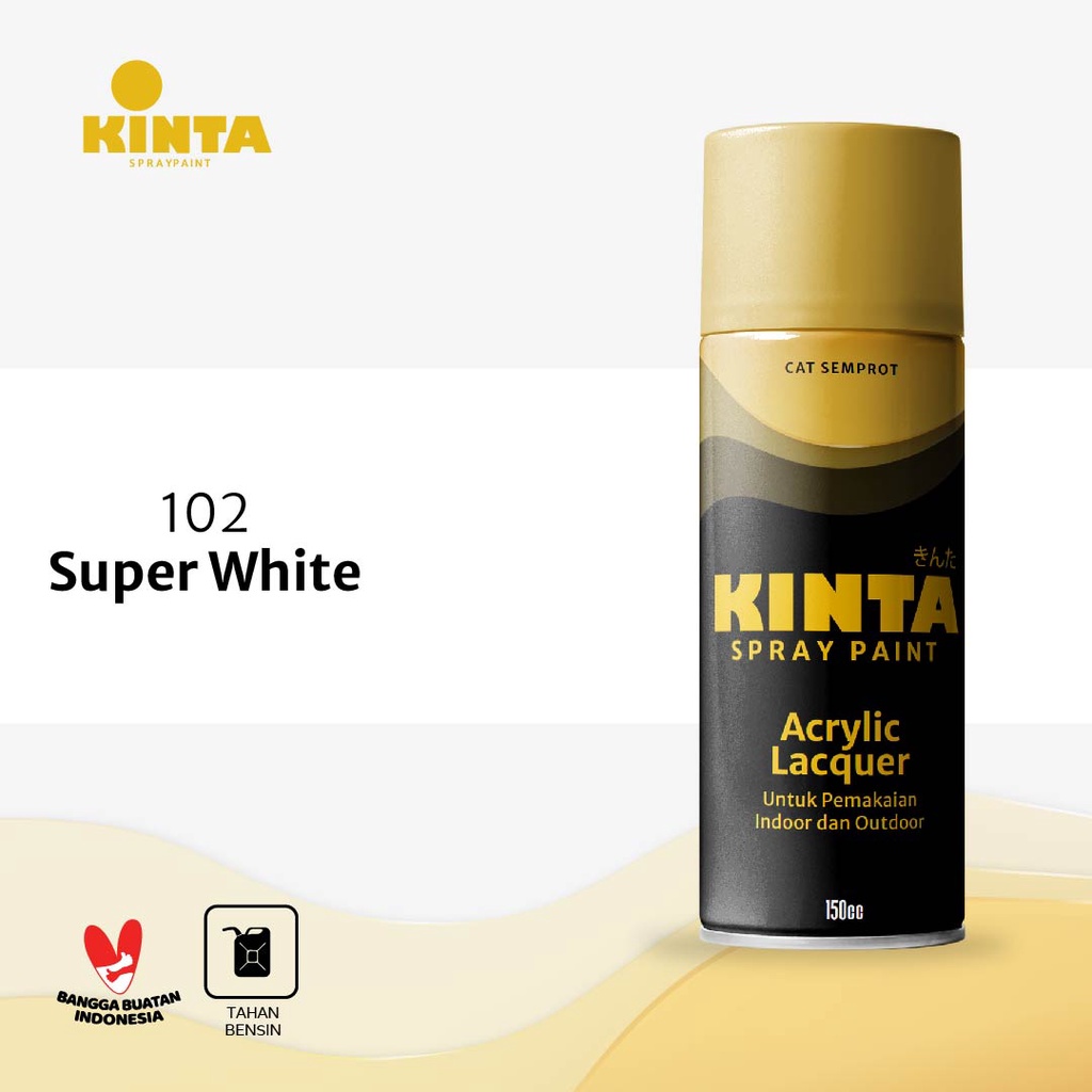 Jual (SOLID) 102 SUPER WHITE - KINTA Cat semprot / Pilox / Spray paint ...