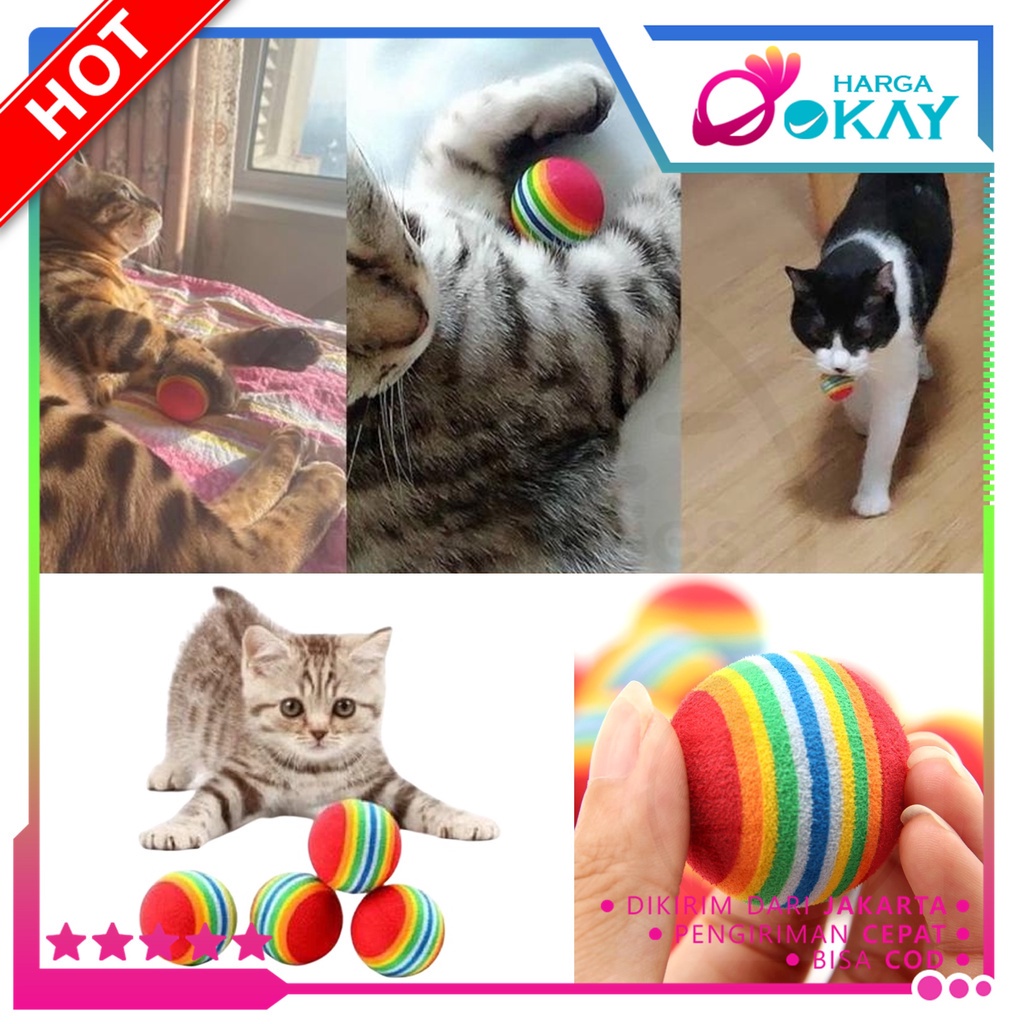 Jual HO Mainan Gigitan Bola Garis Rainbow Kucing Cat Toys Mainan Hewan ...